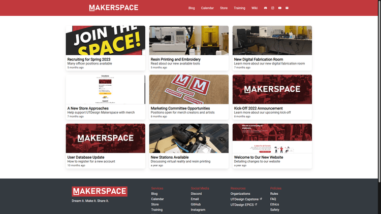 UTDesign Makerspace Website - Hudson Samuels