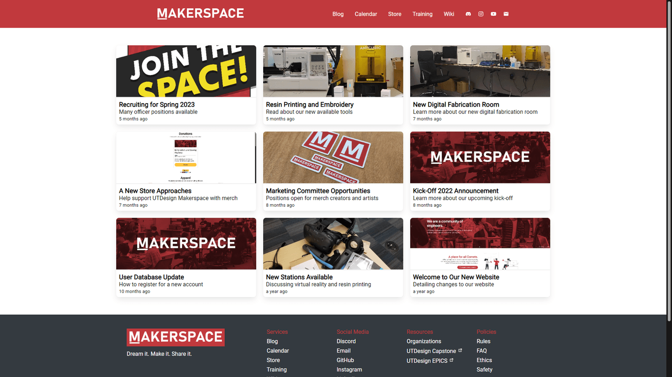 UTDesign Makerspace Website - Hudson Samuels