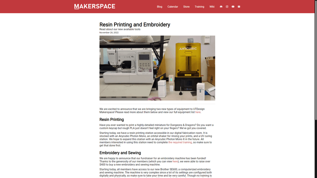 UTDesign Makerspace Website - Hudson Samuels
