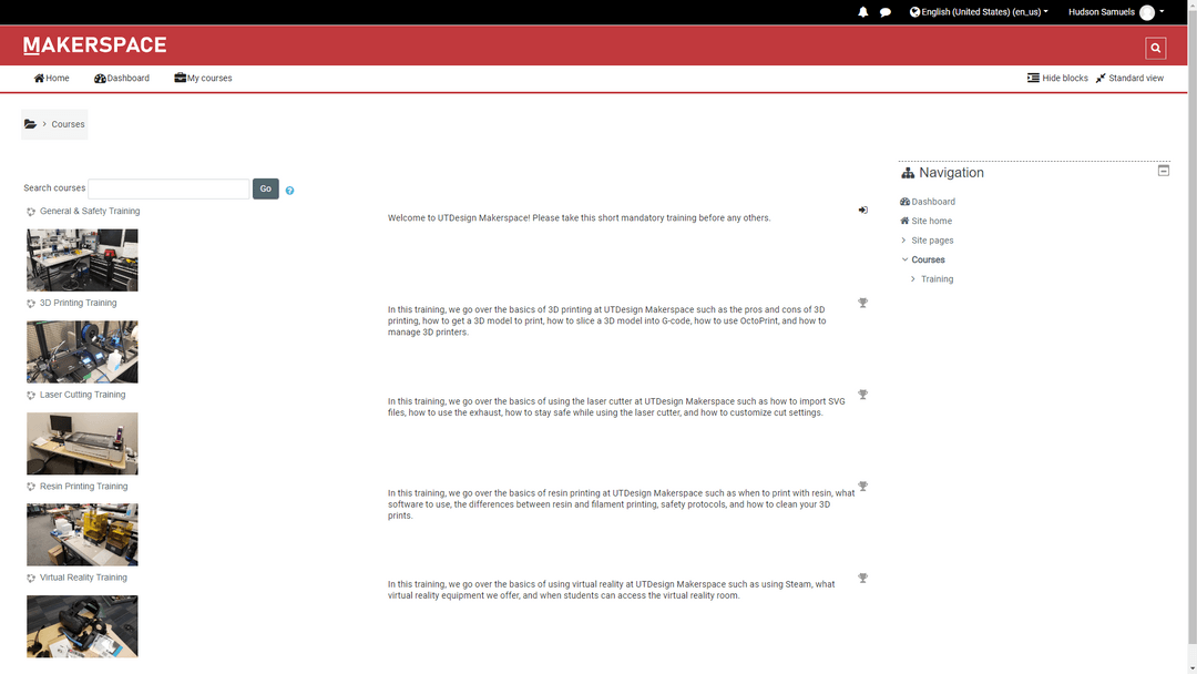 UTDesign Makerspace Trainings - Hudson Samuels